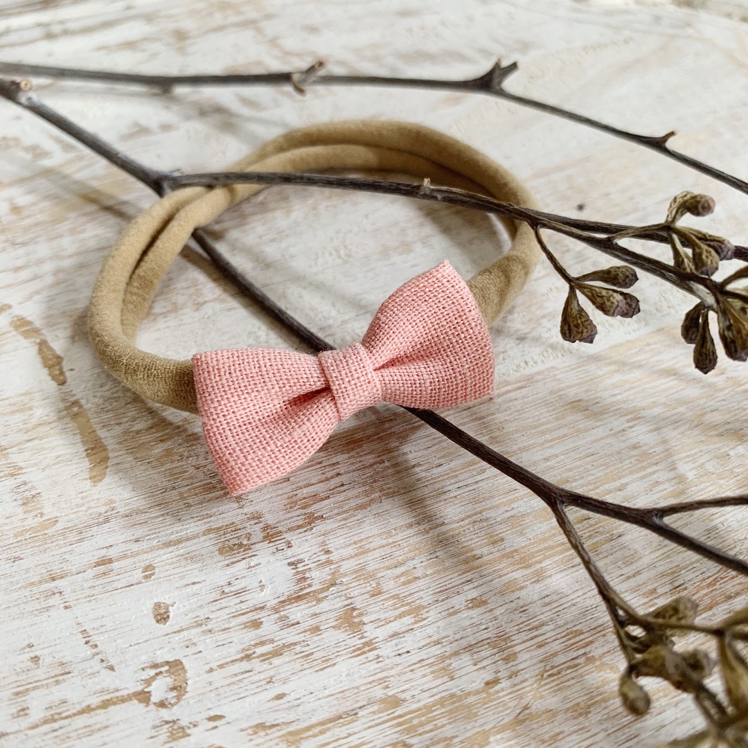 Preemie Baby Gift, Baby Shower Gift, Posie Pink Linen Bow, Newborn Pink ...