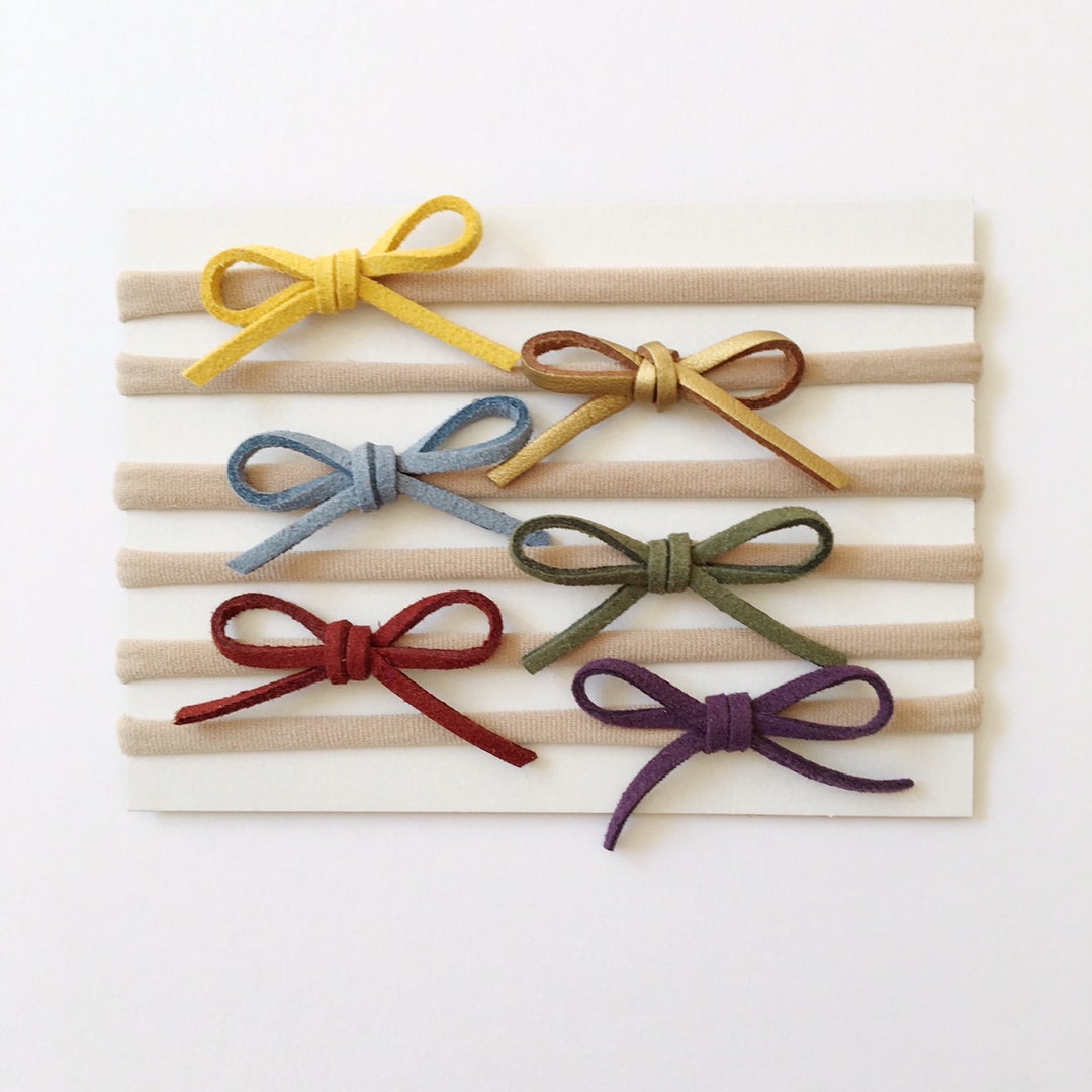 Suede Bow Headbands. Suede Baby Bows, Nylon Baby Headband. Baby Girl ...