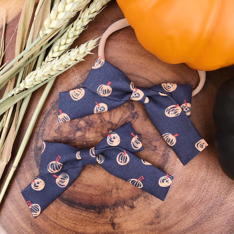 Jack-o-lantern on Black, Pumpkin Bow, Halloween Bow, Orange Headband ...
