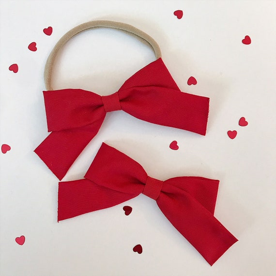 Scarlet Red Bow Baby Hair Bow Baby Girl Headband Infant - Etsy