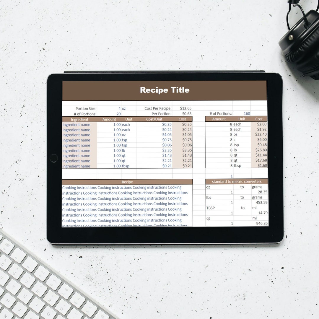 Recipe Cost Calculator Worksheet Template Ingredients Cost Calculator ...