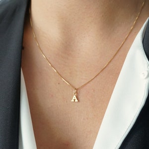 Tiny Gold Initial Necklace, Minimal Initial Necklace, Tiny Initial ...