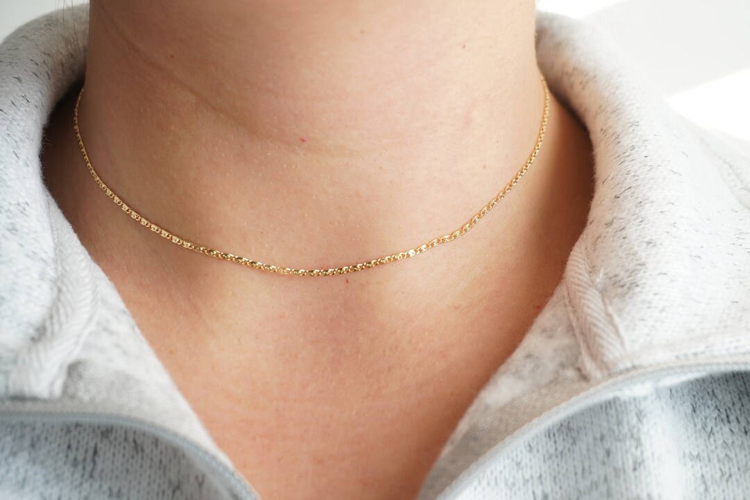 Dainty Gold Choker Necklace, Gold Chain Choker, Delicate Gold Choker ...