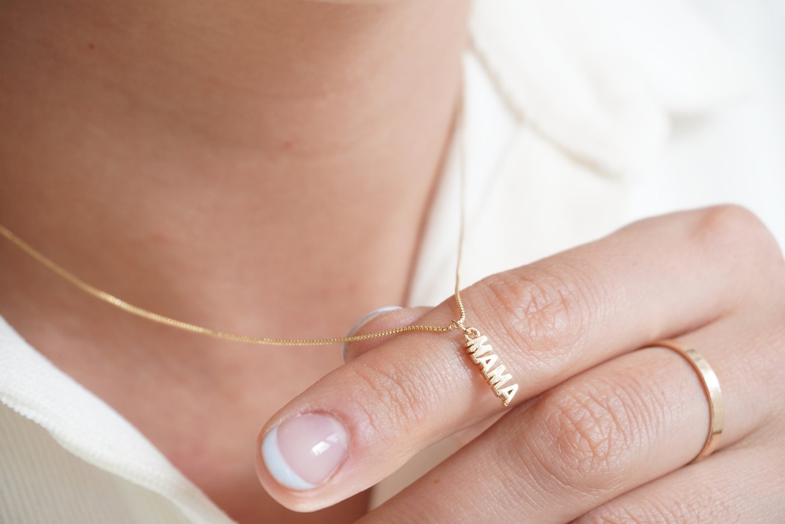 Mini Mama Necklace, Dainty Chain Mama Necklace, Mom Necklace, Delicate ...