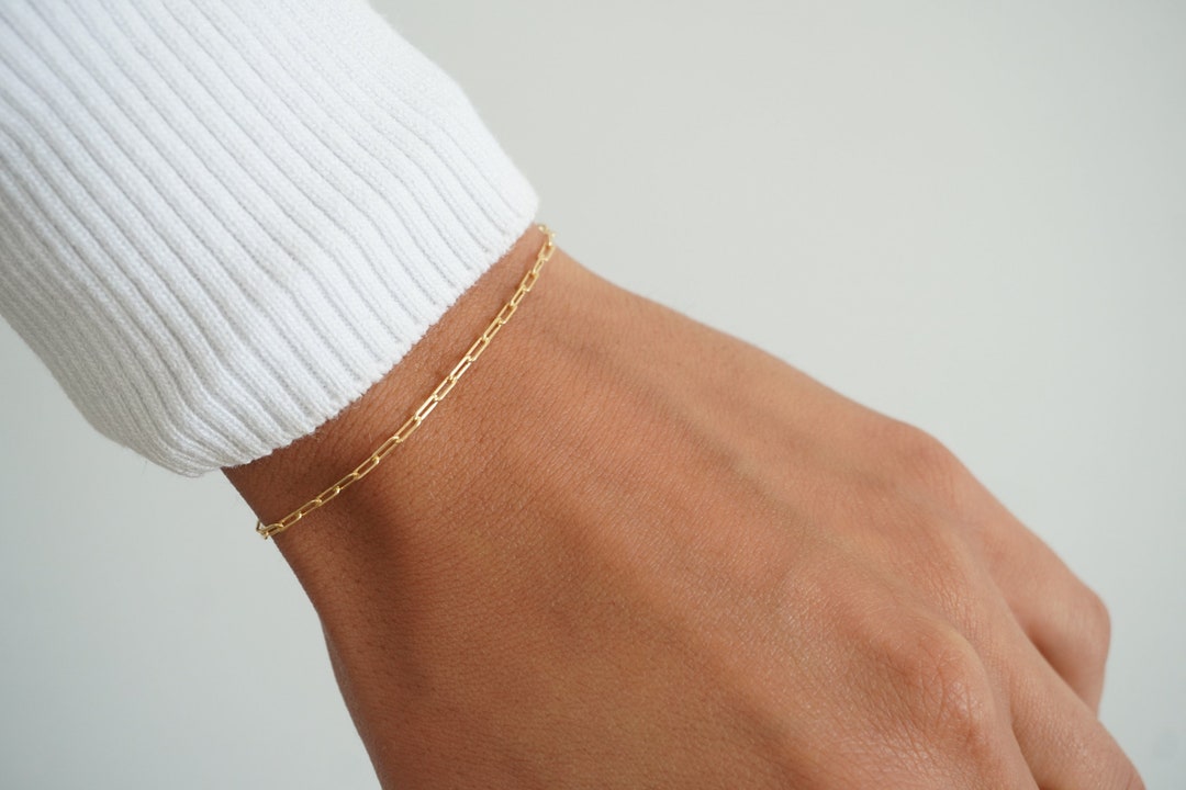 Tiny Paperclip Chain Bracelet, Minimal Chain Bracelet Gold Filled ...