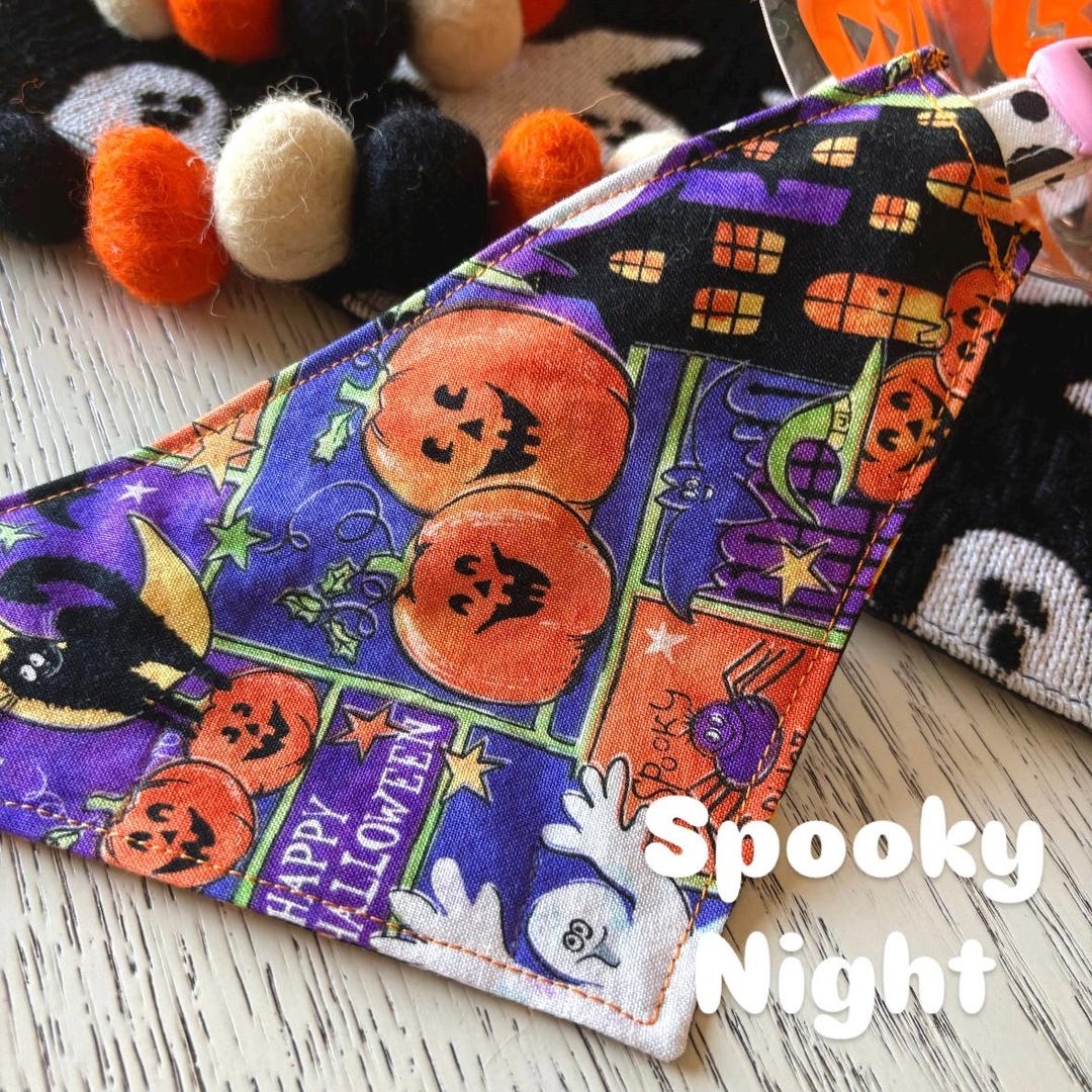 Spooky Night - Reversible, Over the Collar Dog Cat Bandana | Pet ...