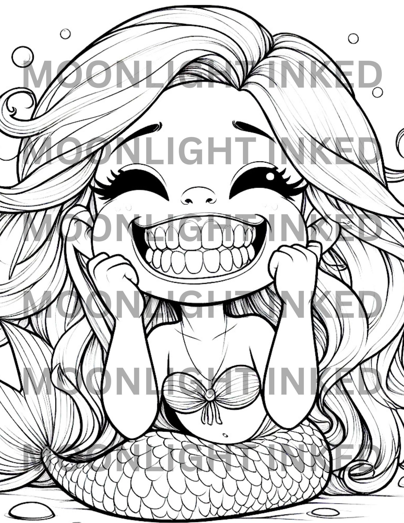 70 Mermaid Coloring Pages Featuring Silly Whimsical Underwater Mermaids ...