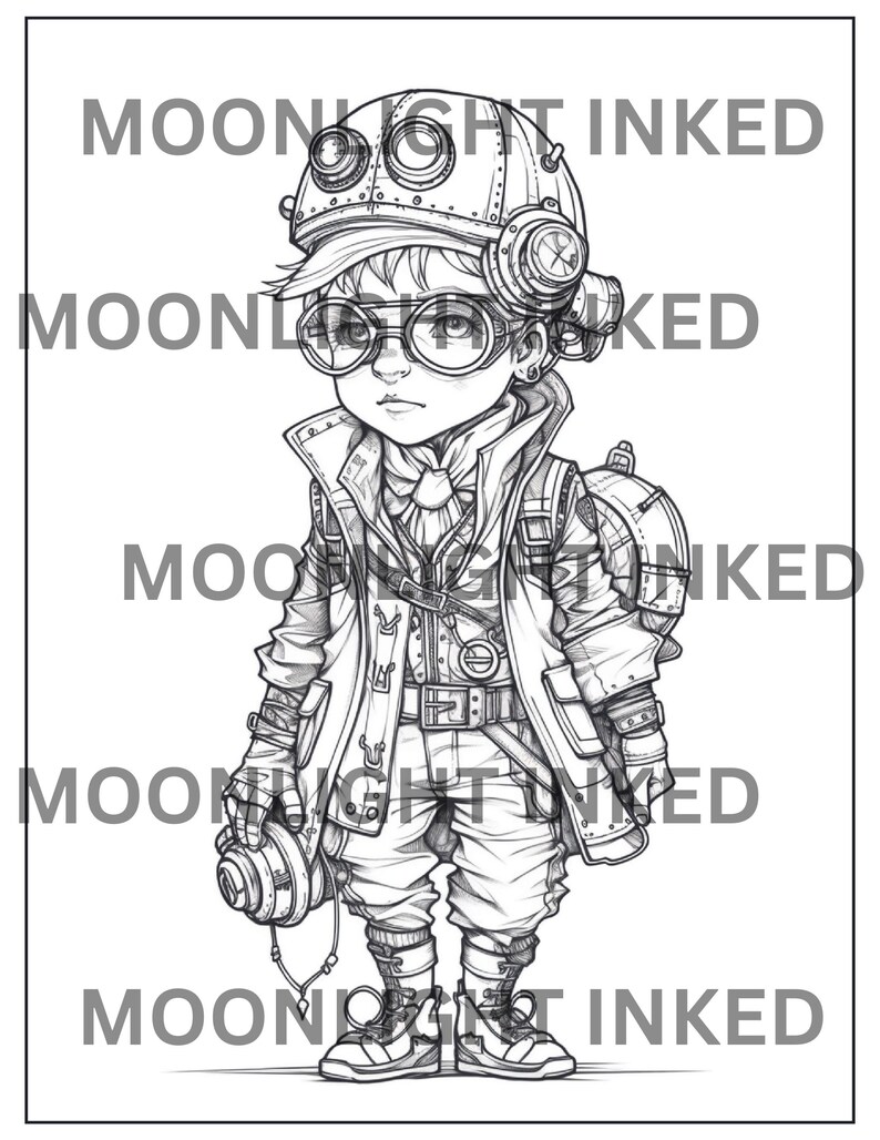 52 Steampunk Kids Coloring Pages - Etsy