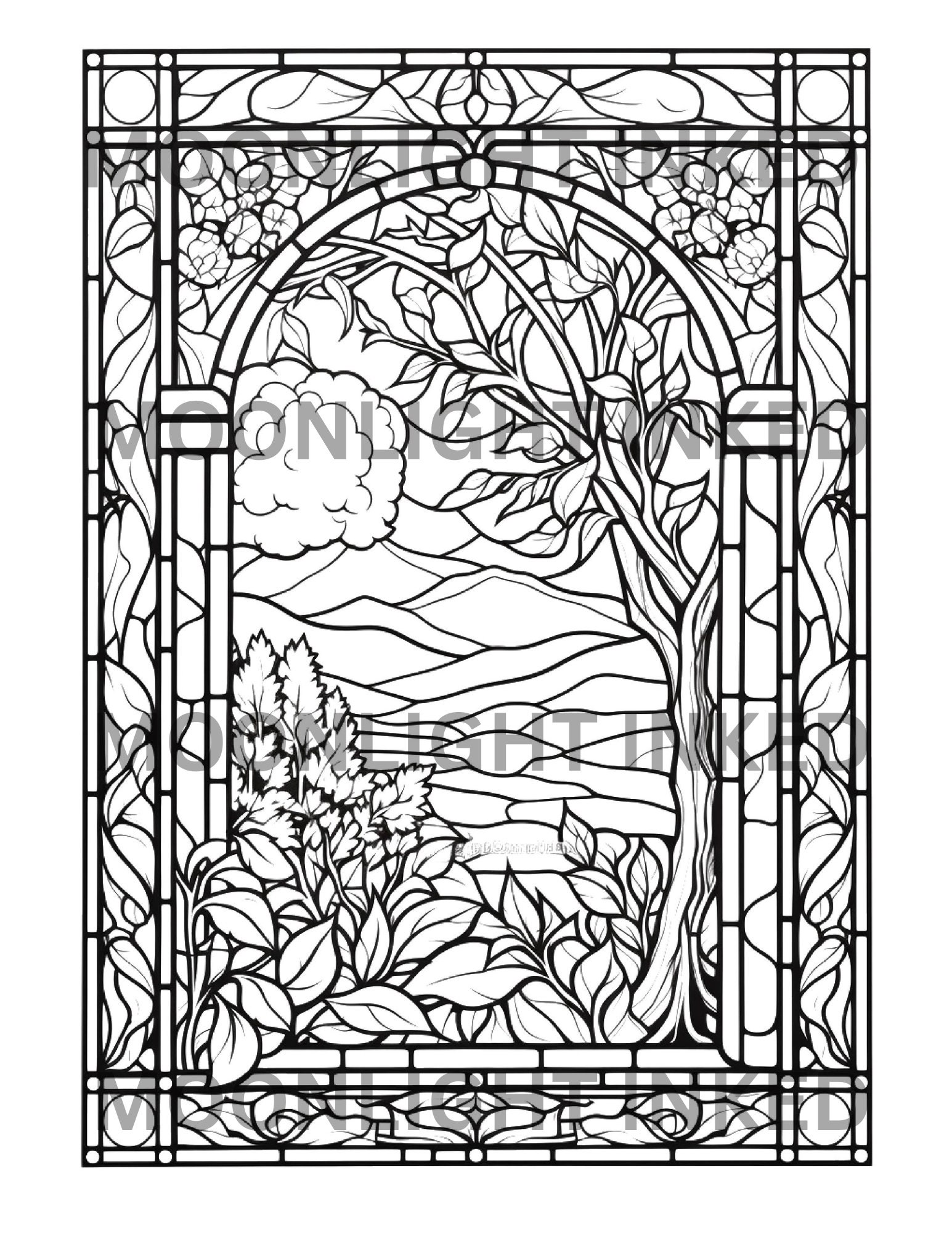 15 Relaxing Coloring With My Stained Glass Landscape - Etsy