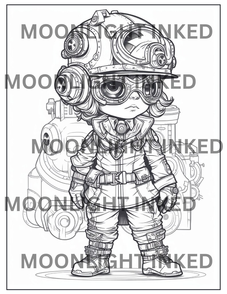52 Steampunk Kids Coloring Pages - Etsy