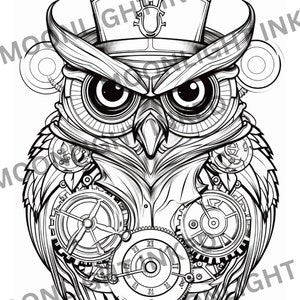 38 Steampunk Owl Coloring Book - Etsy