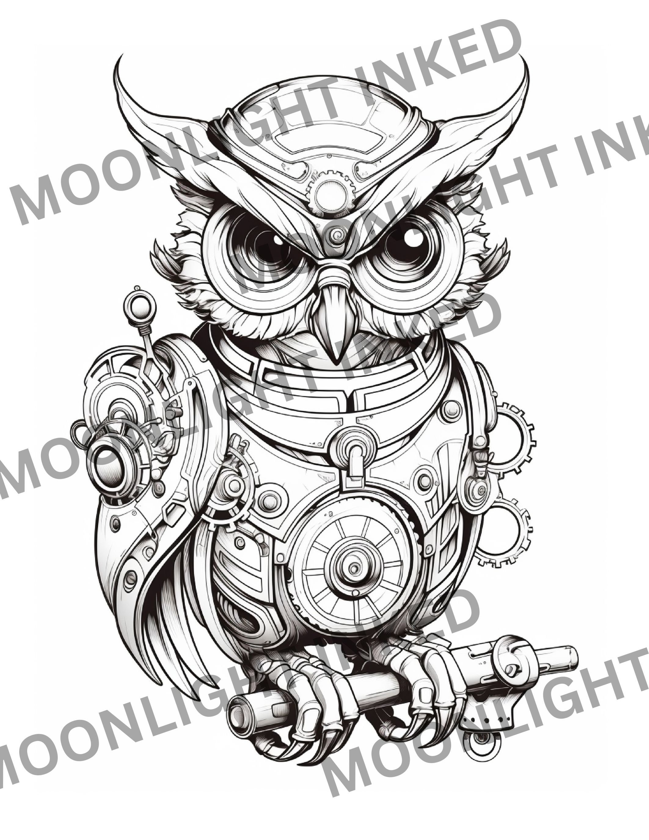 38 Steampunk Owl Coloring Book - Etsy