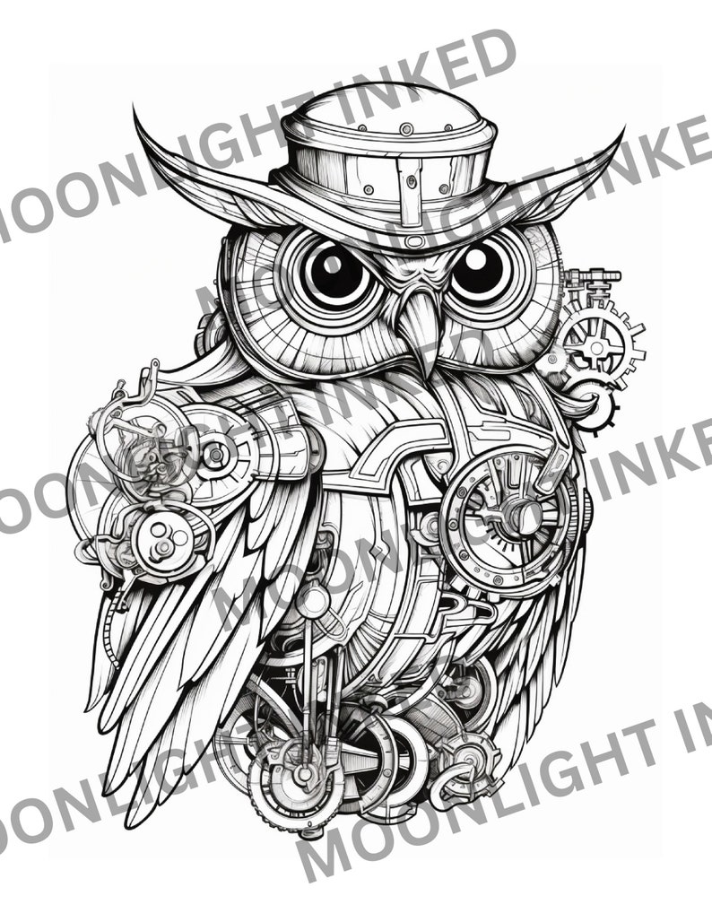 38 Steampunk Owl Coloring Book - Etsy