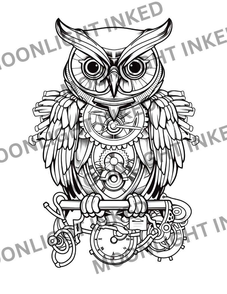 38 Steampunk Owl Coloring Book - Etsy