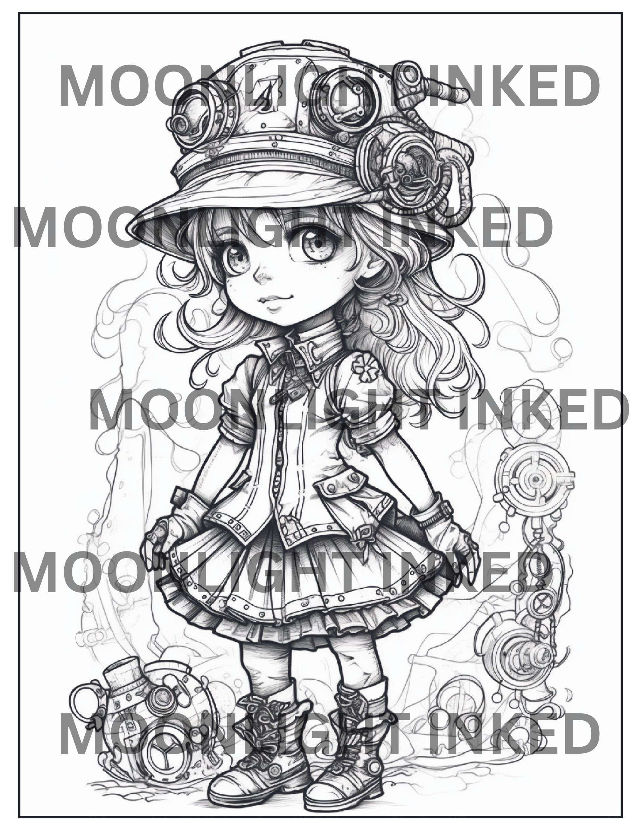 52 Steampunk Kids Coloring Pages - Etsy