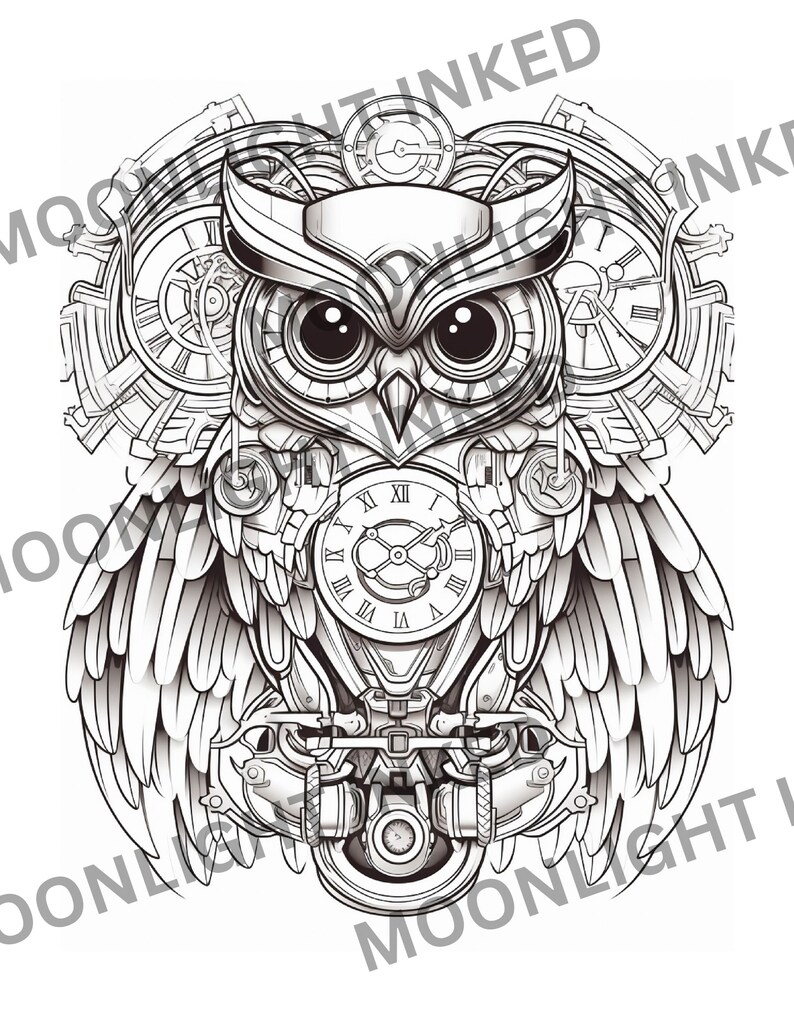 38 Steampunk Owl Coloring Book - Etsy