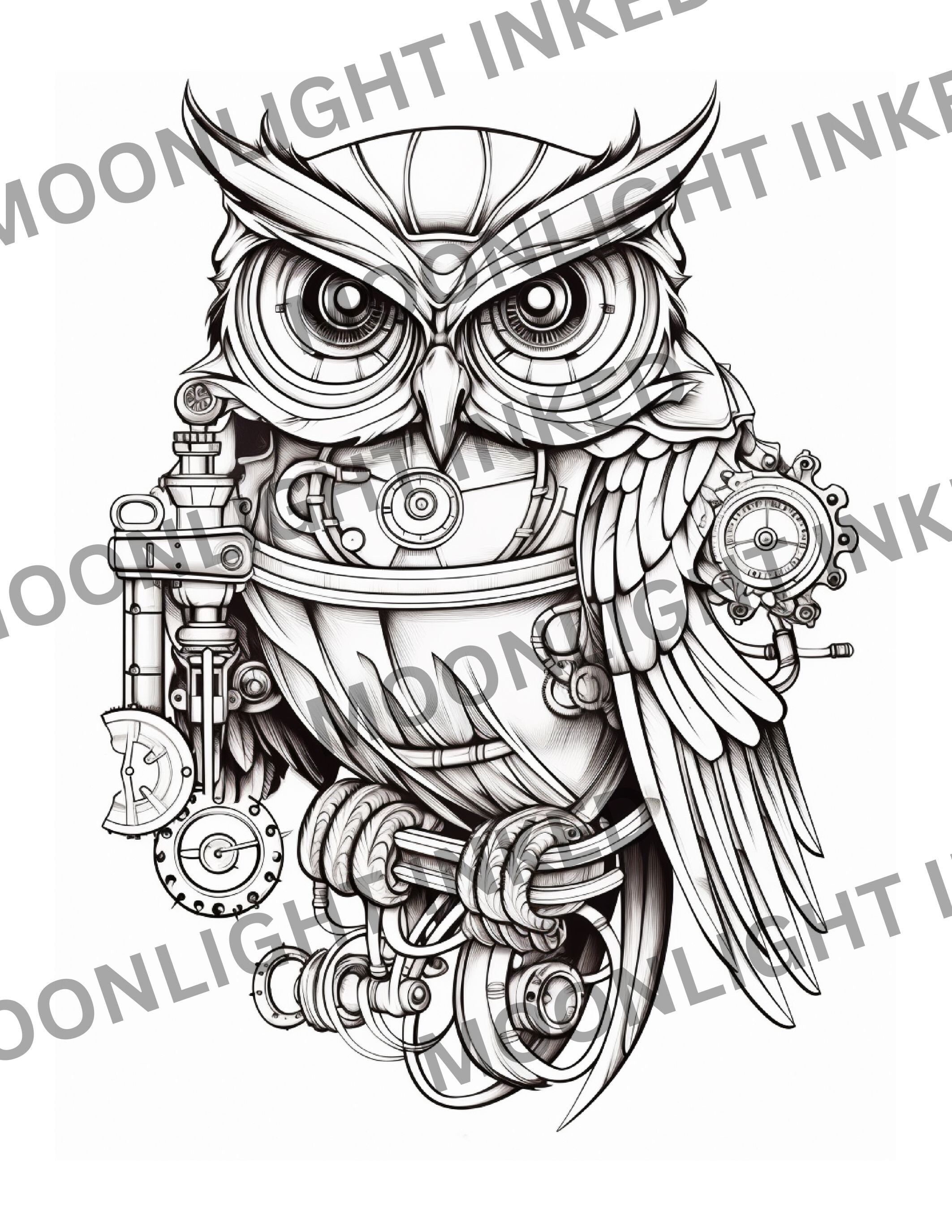 38 Steampunk Owl Coloring Book - Etsy