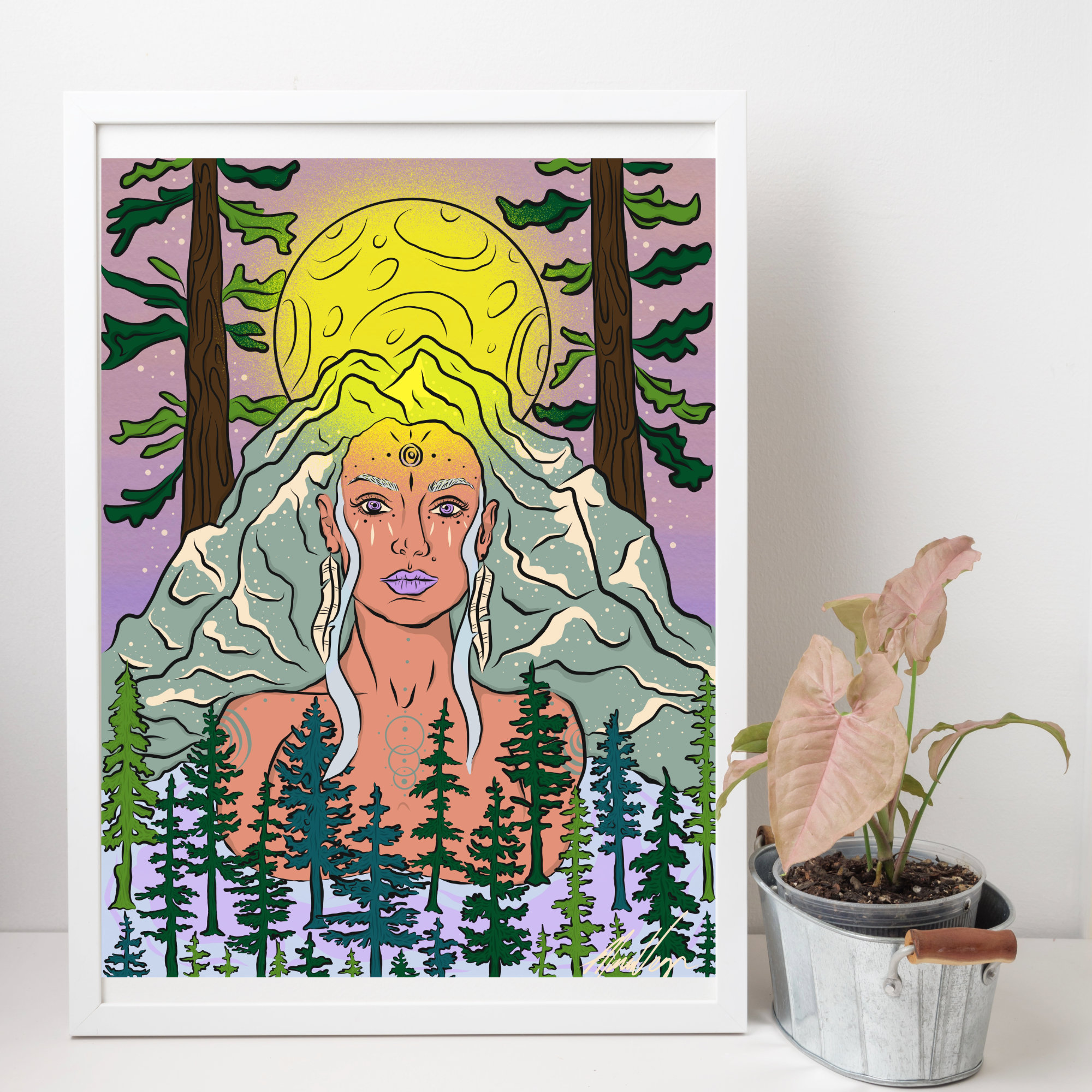 Goddess Art Print Goddess Wall Art Moon Wall Art Gaia Wall Art Gaia Art ...