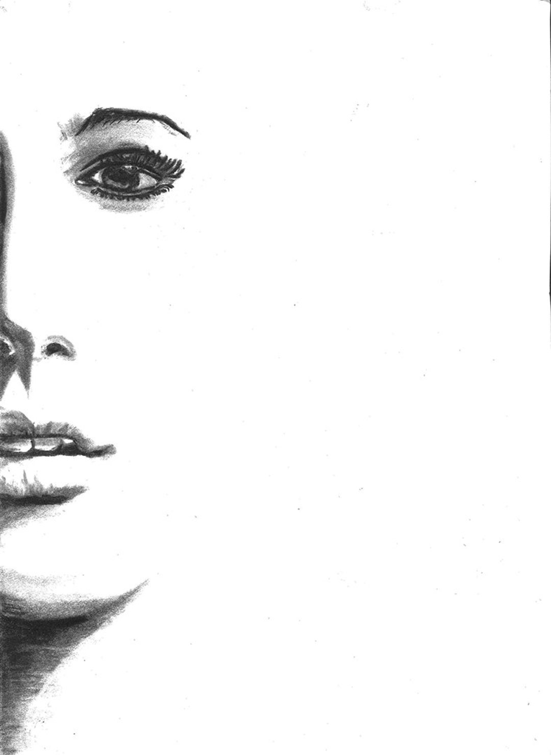 Half Sketch Drawing Of Face