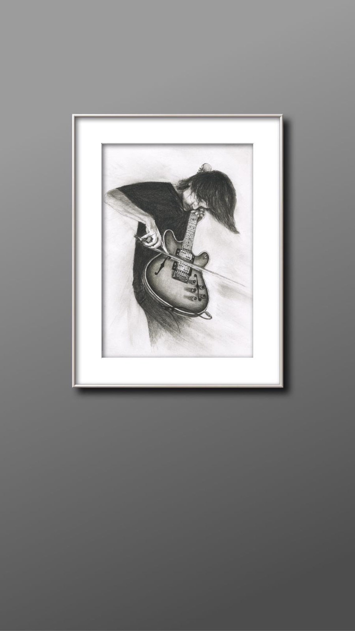 Johnny Greenwood From RADIOHEAD Charcoal Portrait Pencil Drawing Black ...