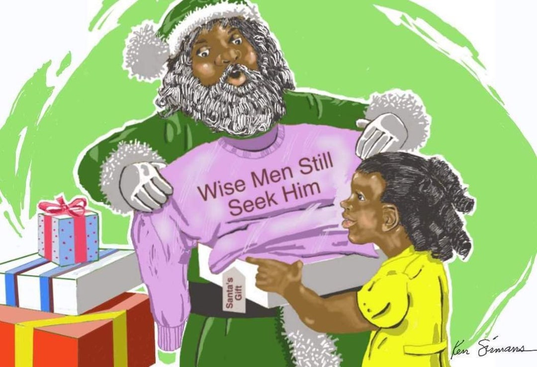 African American Santa Christmas Cards - Etsy