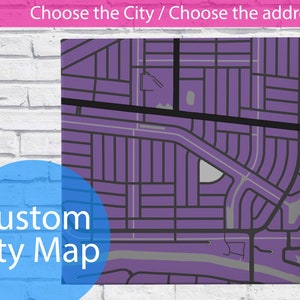 Custom City Map With Color / Map Printed on Canvas / Gallery Wrapped ...