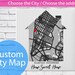 Custom City Map With Color / Map Printed on Canvas / Gallery Wrapped ...