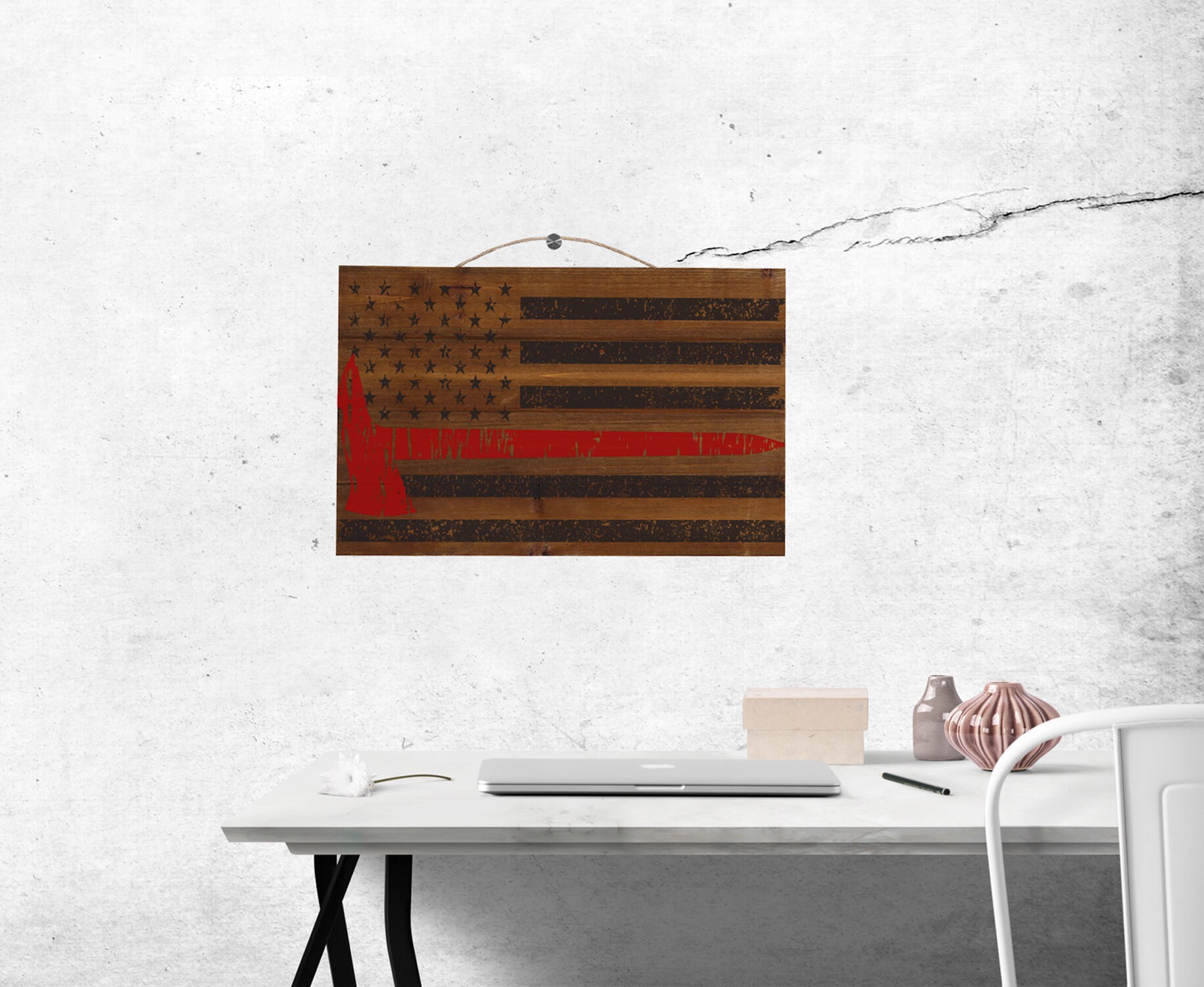 Weathered Flag thin red line Axe Background Distressed Pallet | Etsy