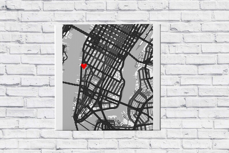 Custom NY Map / Map Printed on Canvas / Gallery Wrapped Canvas Wall Art ...