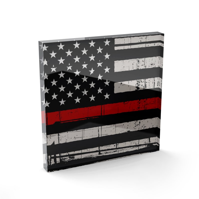 Acrylic Block Print Fire Department Thin Red Line - Etsy