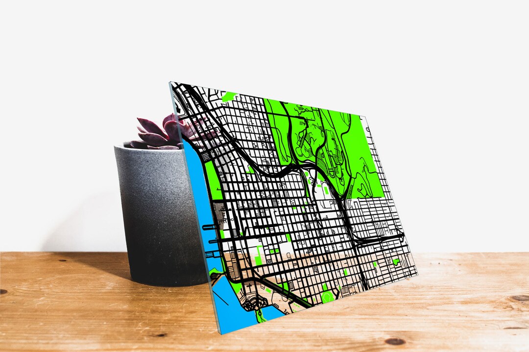 Custom City Street Map Full Color on Clear Acrylic Choose Your City and ...