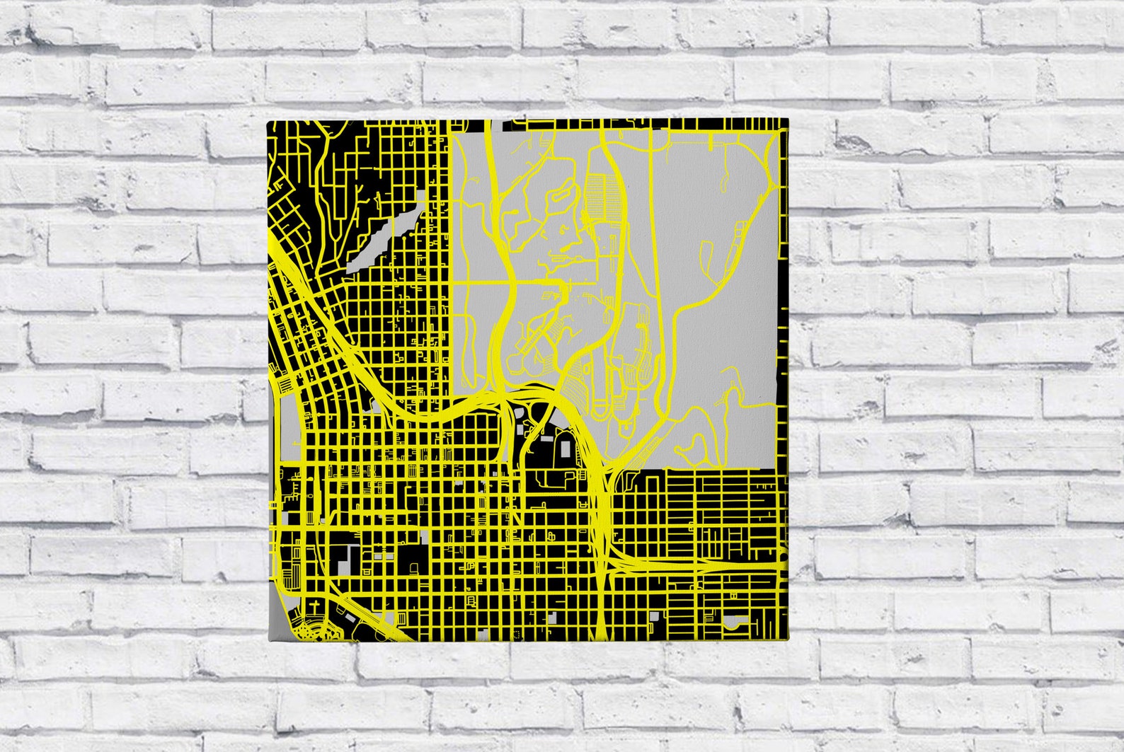 Custom City Map Colored Streets / Map Printed on Canvas / - Etsy