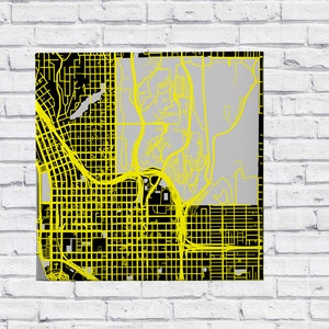 Custom City Map Colored Streets / Map Printed on Canvas / Gallery ...