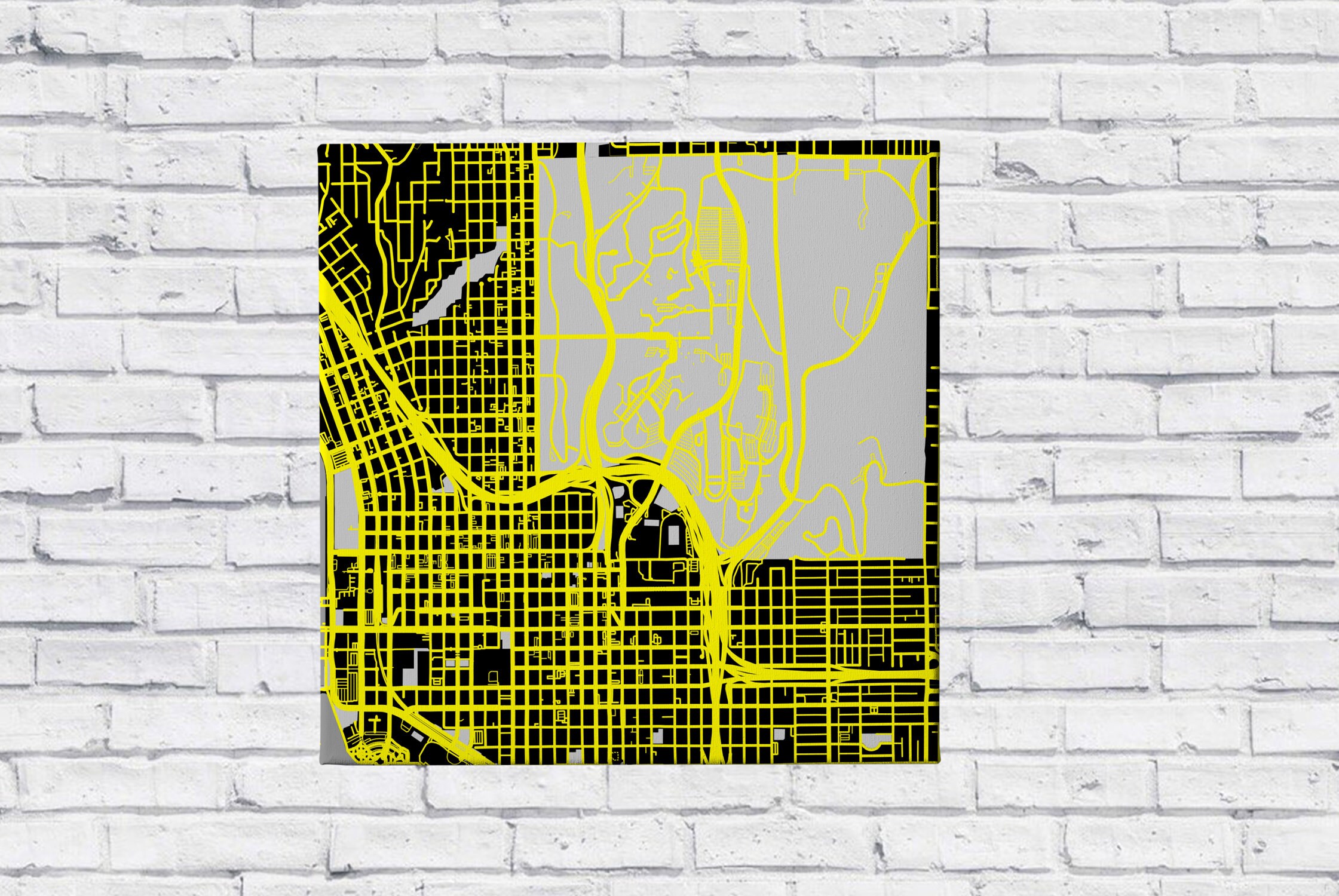 Custom City Map Colored Streets / Map Printed on Canvas / - Etsy