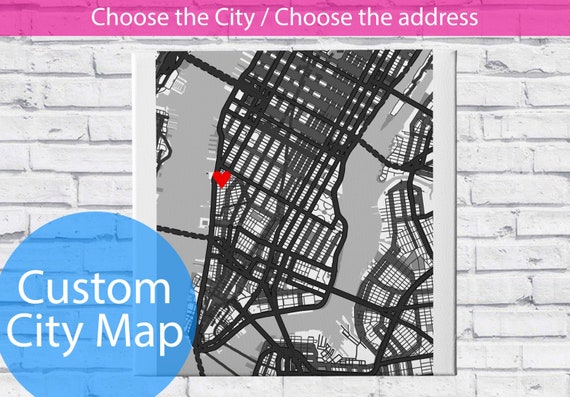 Custom NY Map / Map Printed on Canvas / Gallery Wrapped Canvas - Etsy