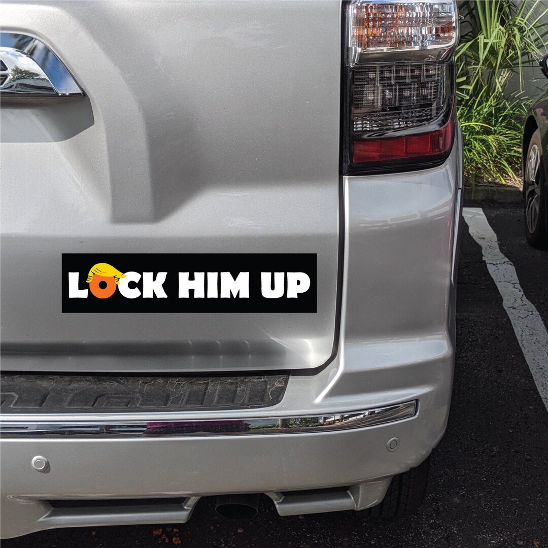 Custom Bumper Sticker LOCK HIM UP Trump Hair Orange Face - Etsy