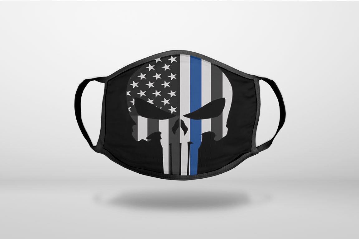 Thin Blue Line Skull CUSTOM 3-ply Reusable Soft Face Mask - Etsy UK
