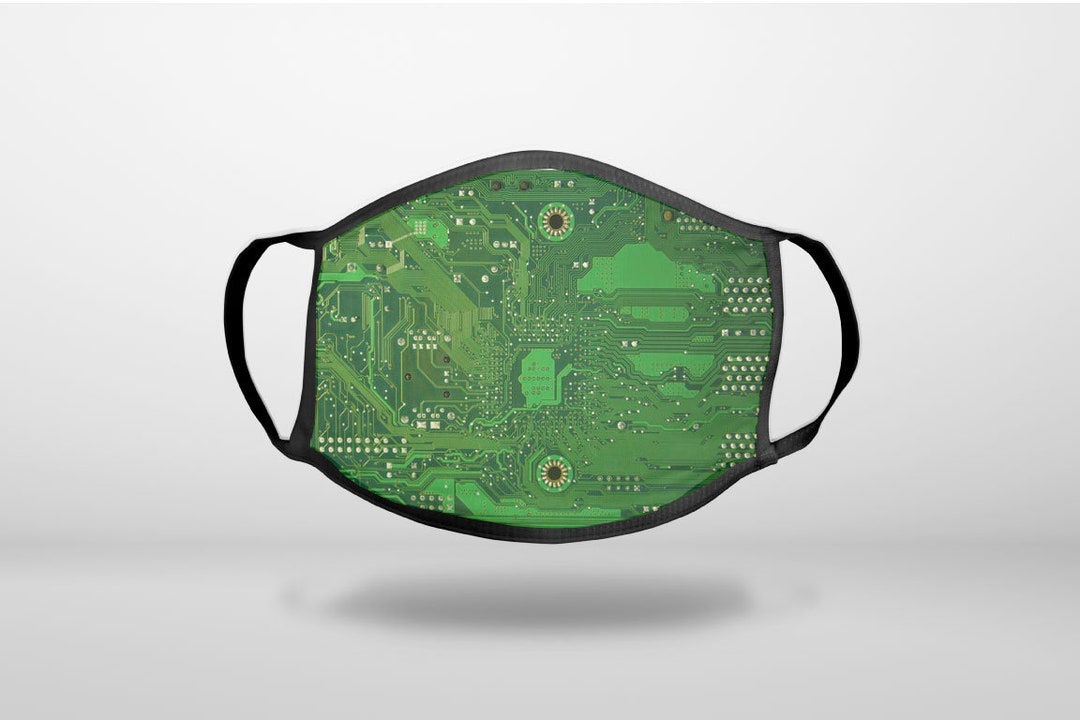 Green Circuit Board Image - CUSTOM 3-ply Reusable Soft Face Mask ...