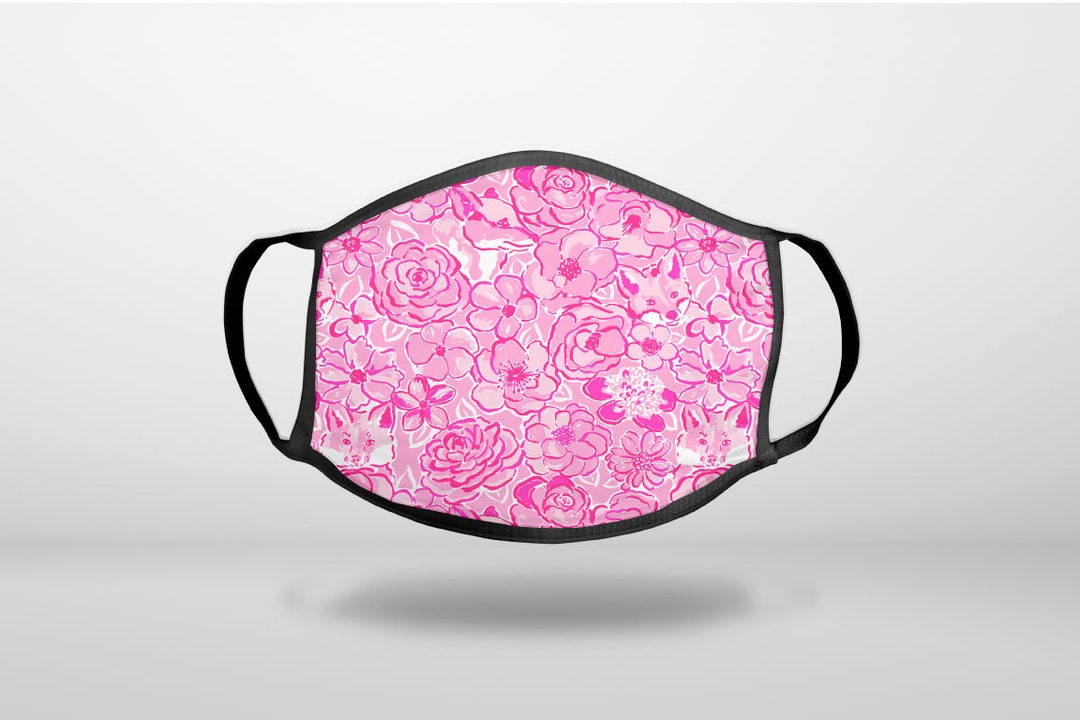 Preppy Pattern Pink & White Flowers Floral CUSTOM 3-ply Reusable Soft ...