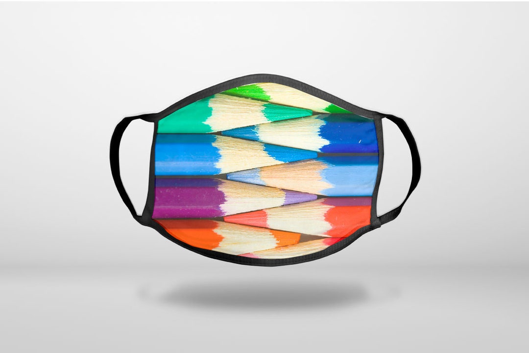 Rainbow Colored Pencils CUSTOM 3-ply Reusable Soft Face Mask Covering ...