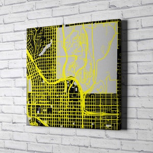 Custom City Map Colored Streets / Map Printed on Canvas / Gallery ...