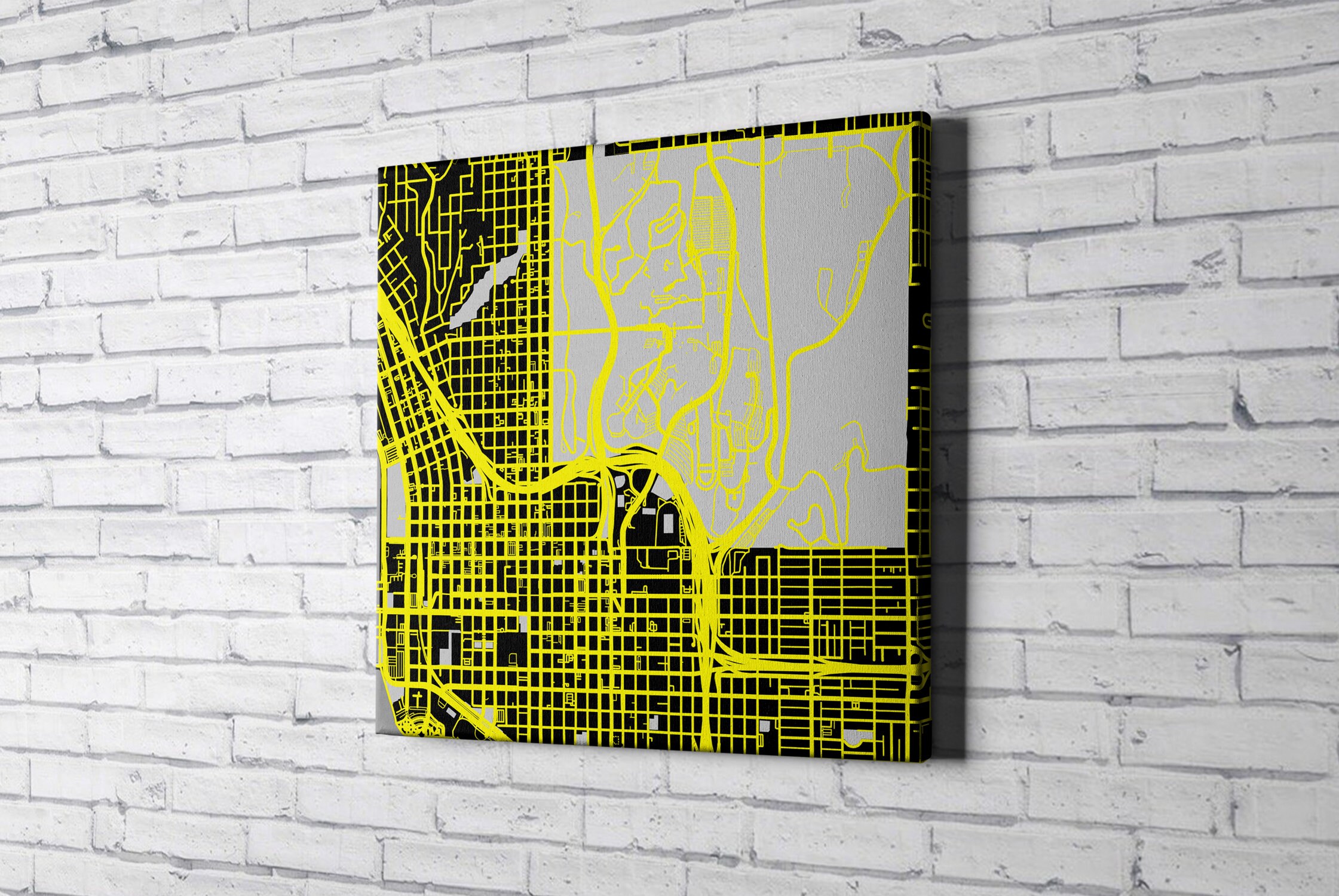 Custom City Map Colored Streets / Map Printed on Canvas / - Etsy