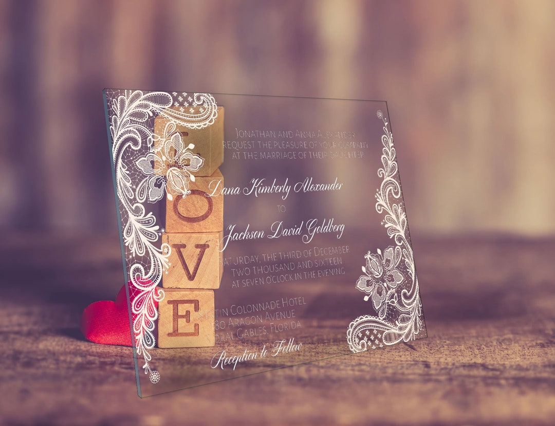 Clear Acrylic Wedding Invitations - 1/8" Plexiglass - Full Color ...