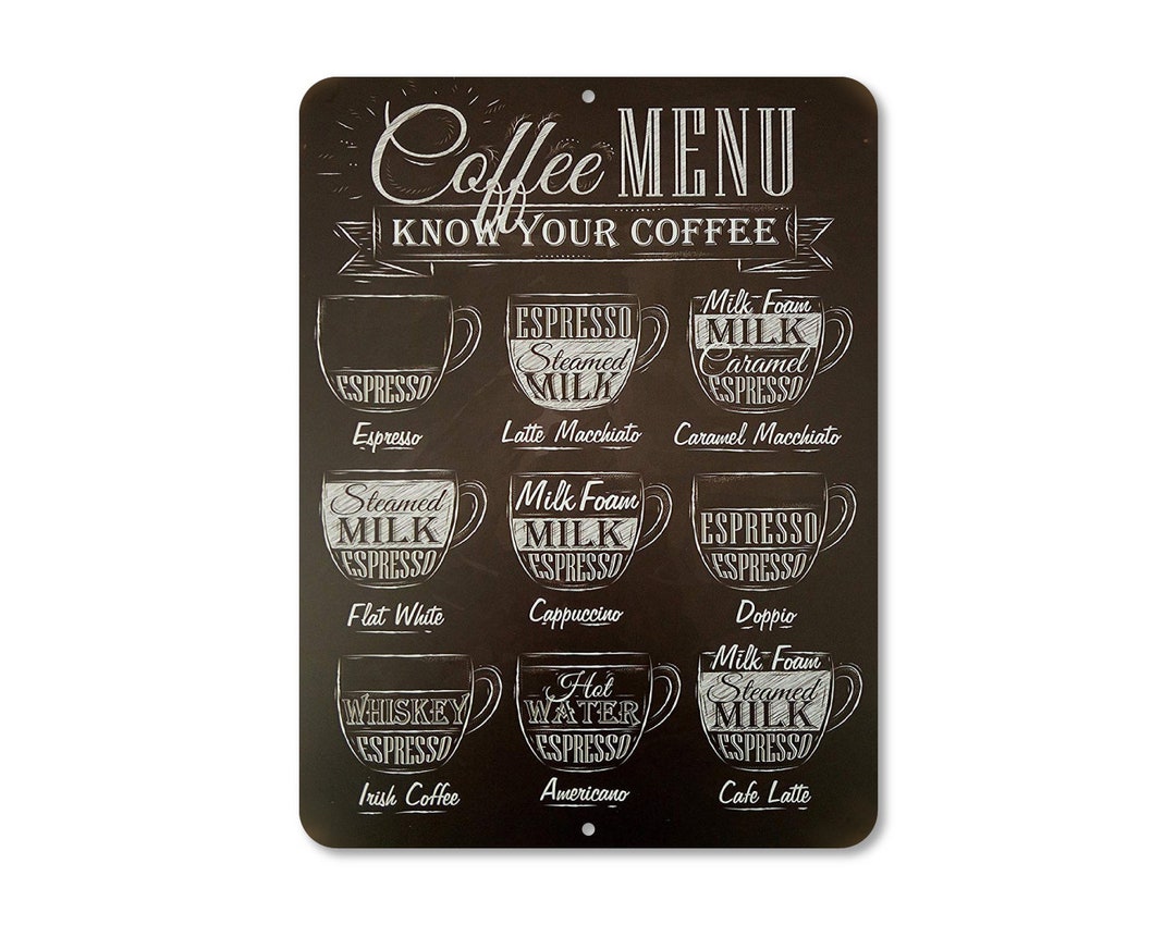 Coffee Sign CUSTOM Coffee Menu / Types of Coffee Any Color 9 X 12 ...