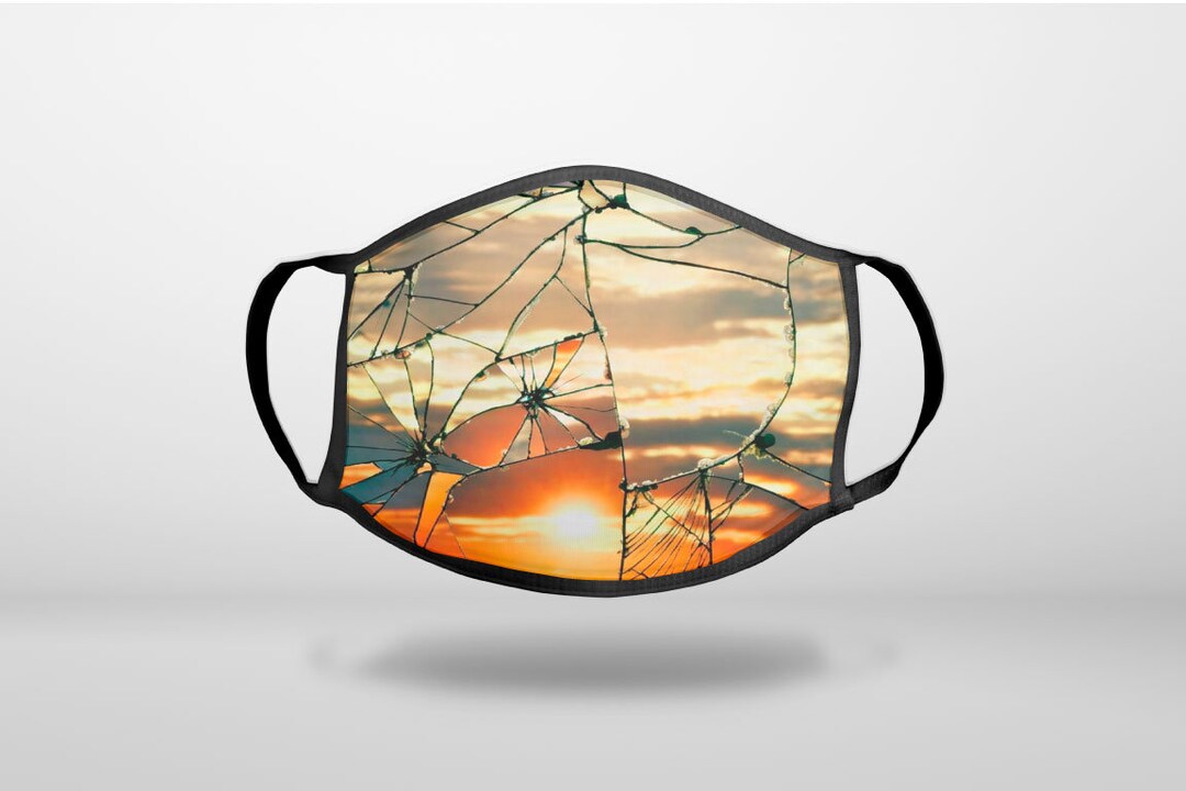 Shattered Glass Sunrise - CUSTOM 3-ply Reusable Soft Face Mask Covering ...