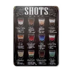 Shots CUSTOM Shots Menu / Types of Shots Any Color 9 X 12 Customize ...