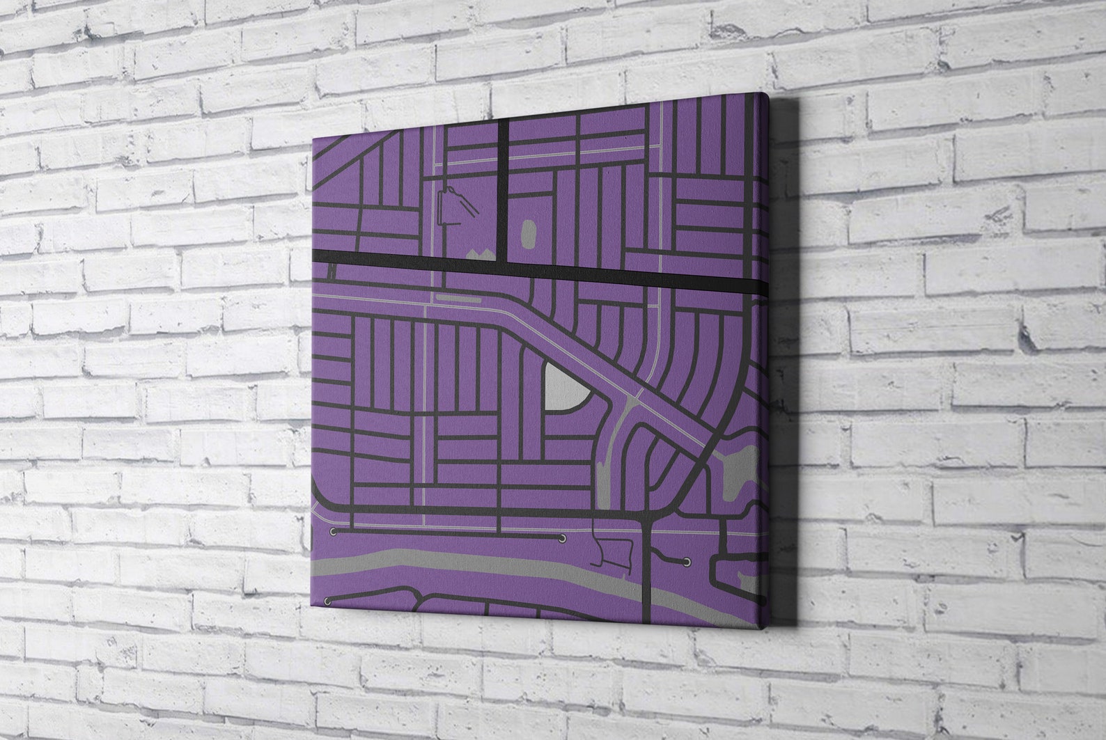 Custom City Map With Color / Map Printed on Canvas / Gallery | Etsy