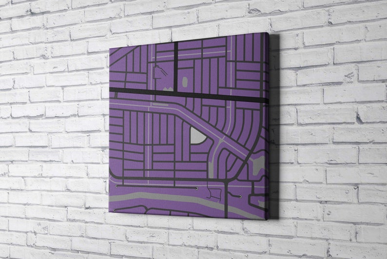 Custom City Map With Color / Map Printed on Canvas / Gallery - Etsy