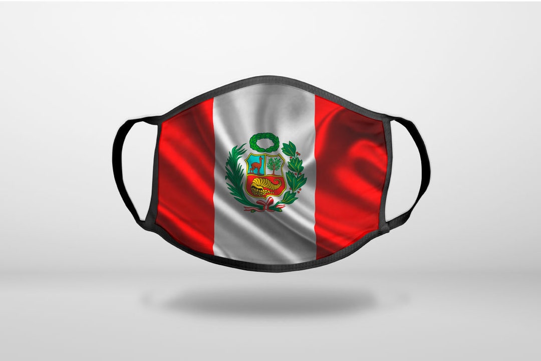 Peru Waving Flag CUSTOM 3-ply Reusable Soft Face Mask Covering, Unisex ...