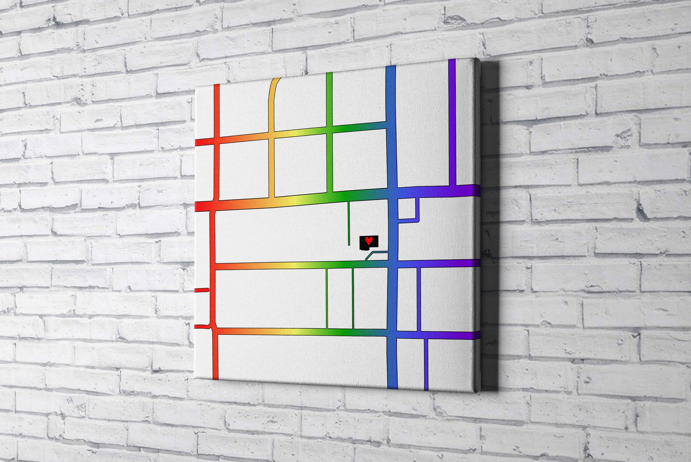 Custom City Map Rainbow Pulse / Map Printed on Canvas /gallery - Etsy